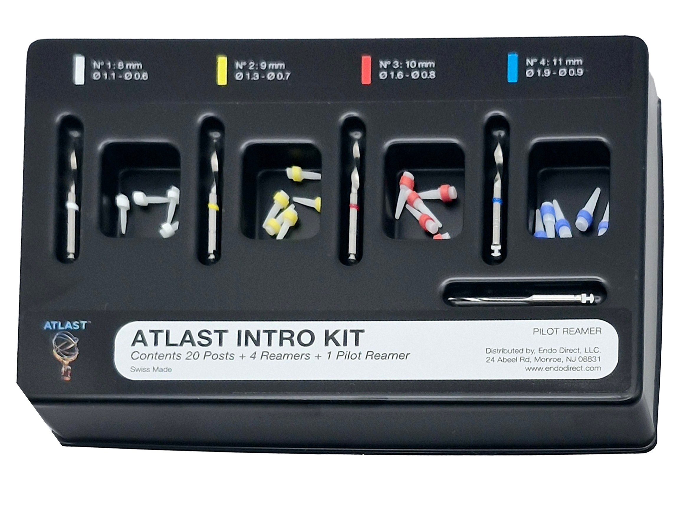 Intro. Kit , 20 Post, 4 Reamers & 1 Pilot Reamer – Endo Direct